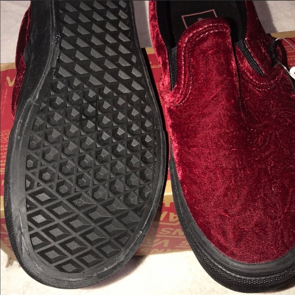 Vans | Shoes | Classic Slipon Velvet Oxblood Red Black Outsole Brand ...